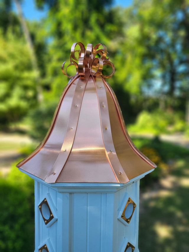 Bell Copper Roof Bird House With Curly Copper Design, 8 Nesting Compar ...