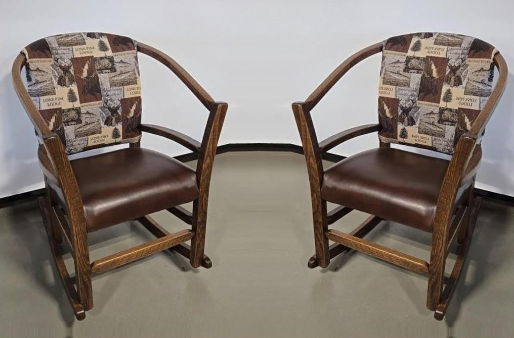 Amish Handmade 2 Rocking Chairs - Furniture - Hooper - Oak - Upholster ...