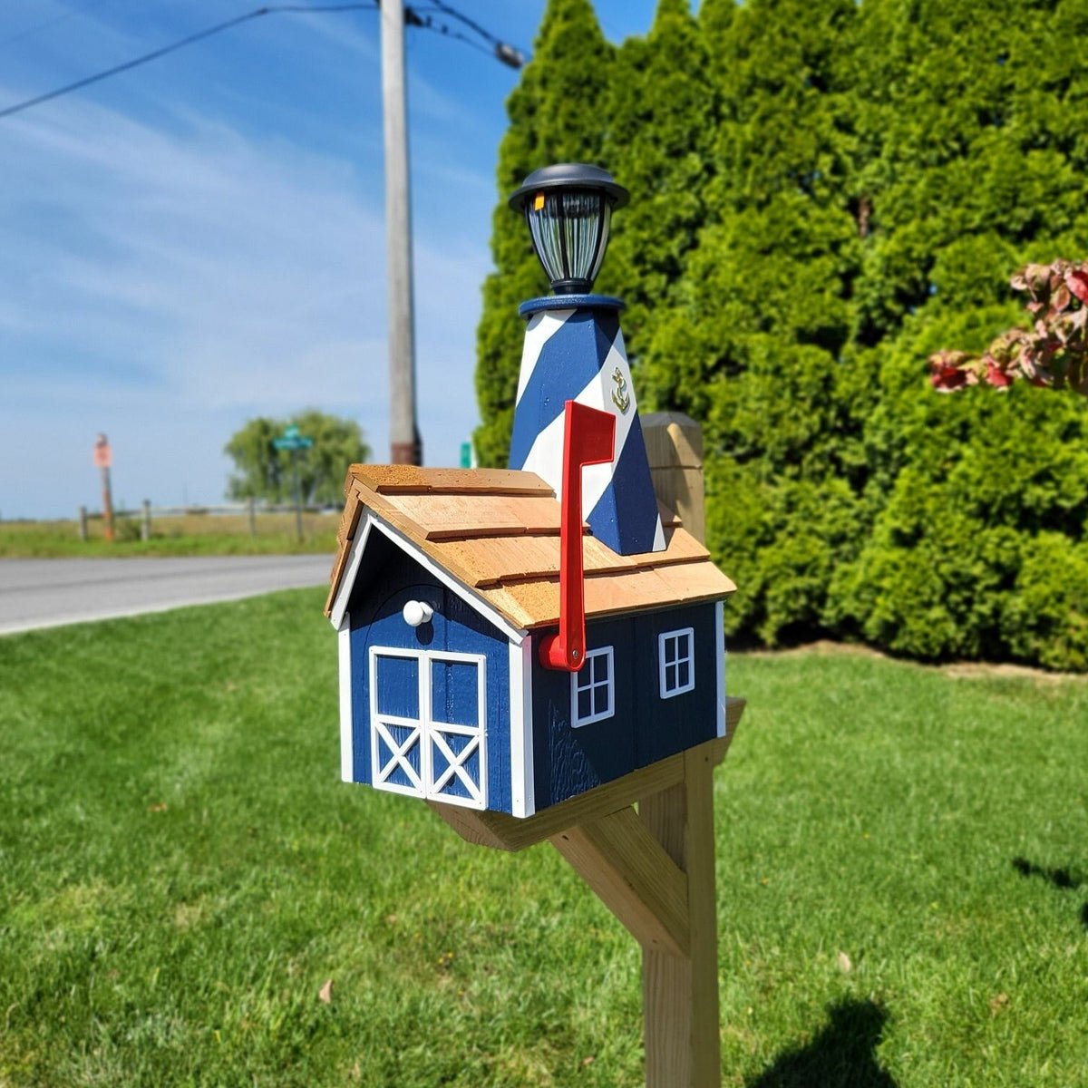 Amish Mailbox - Handmade - With Solar Lighthouse - Wooden - With Cedar ...