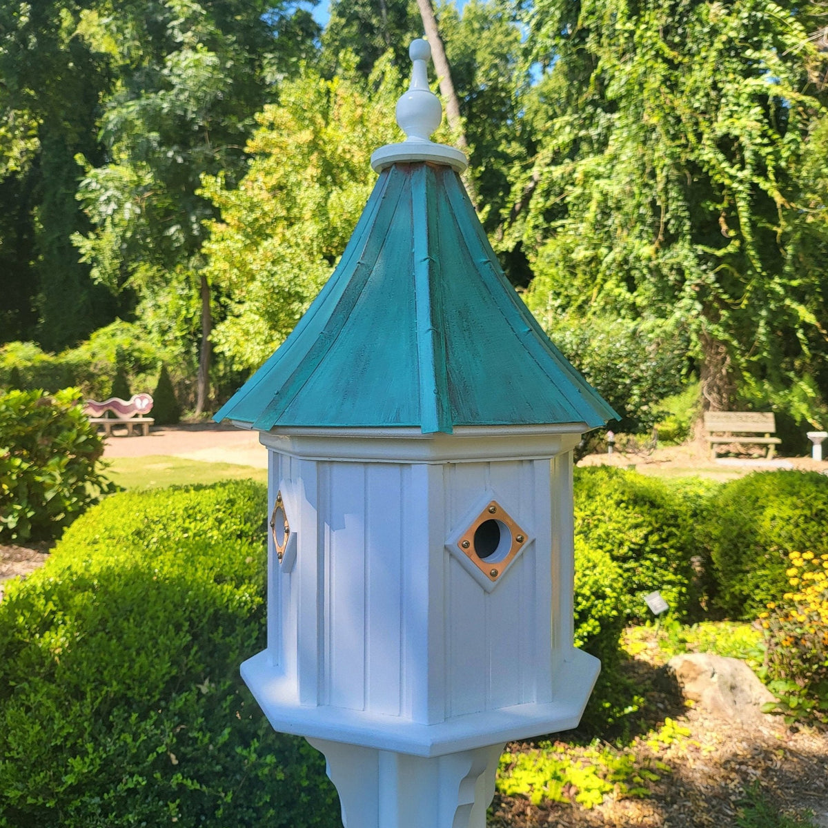 Copper Roof Birdhouse Handmade, Octagon Shape, Patina Copper Extra Lar ...