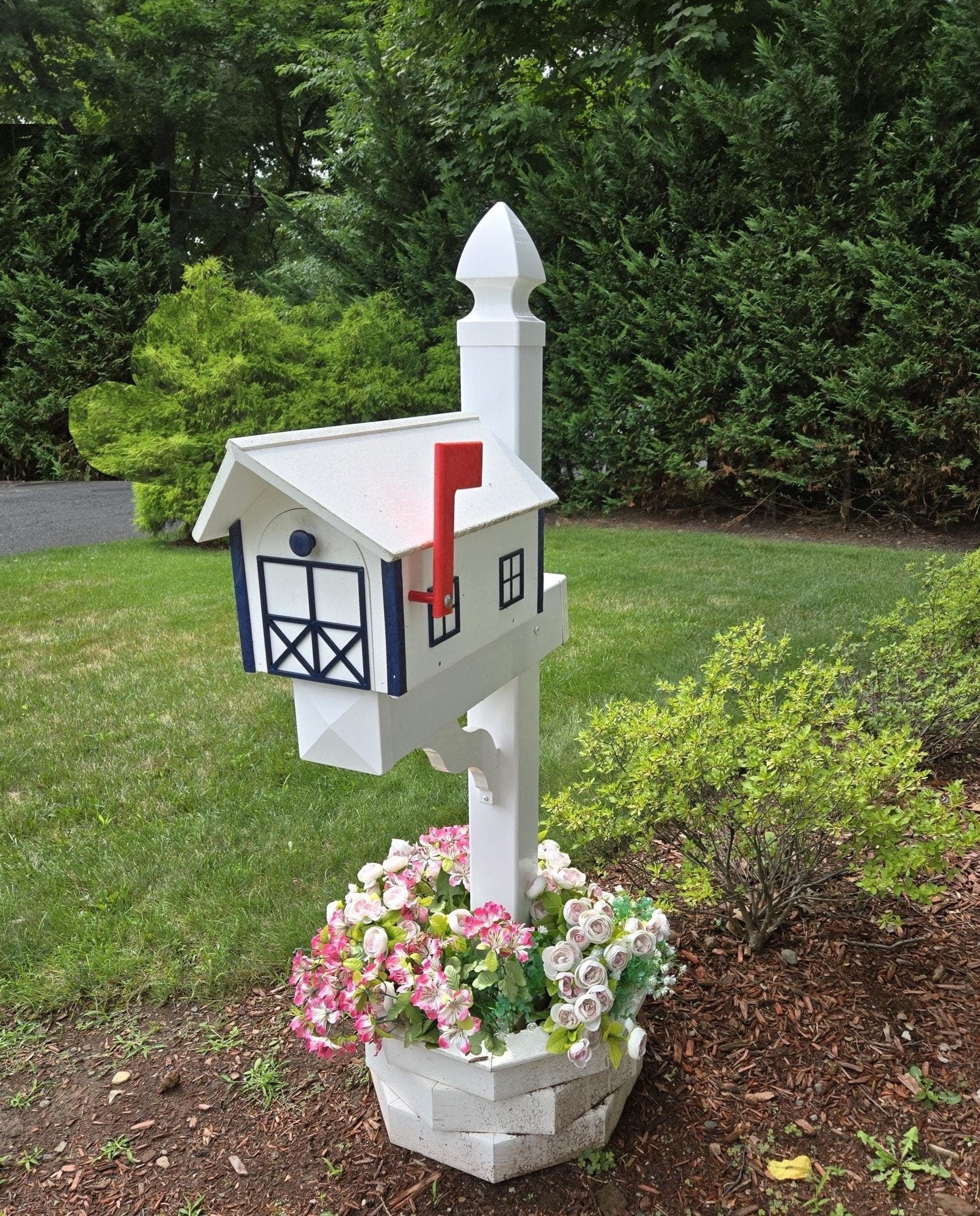 Mailbox + Post + Planter Kit, Amish Handmade, Poly Planter for Mailbox ...